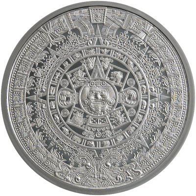 2 OZ SILVER ROUND AZTEC CALENDAR